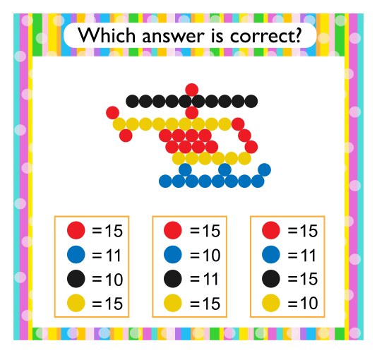 Math activity for kids find the correct answer Vector Image