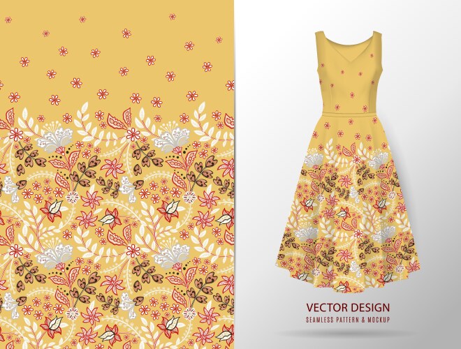 Seamless vertical fantasy flowers border pattern Vector Image