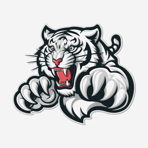 White tiger head design logo with text Royalty Free Vector