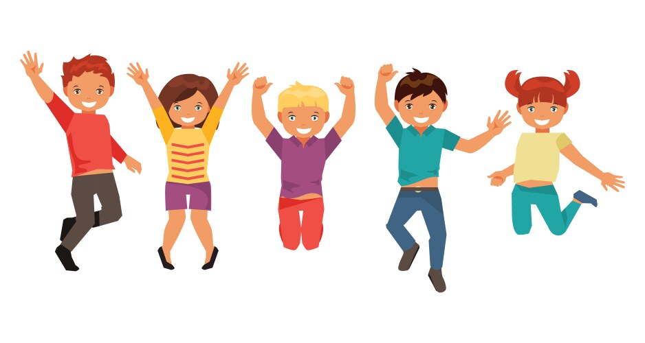 Cartoon children jumping together Royalty Free Vector Image