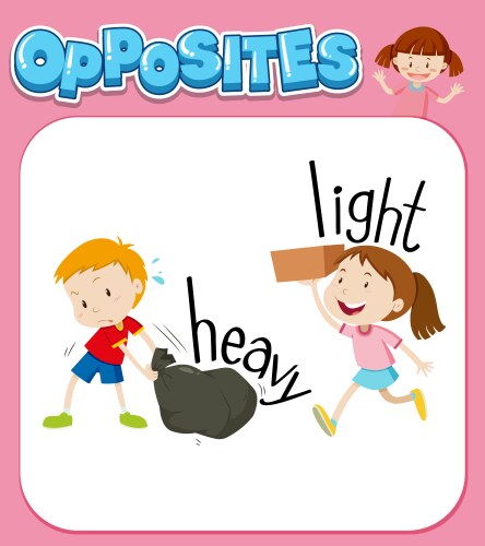 Opposite words for heavy and light Royalty Free Vector Image