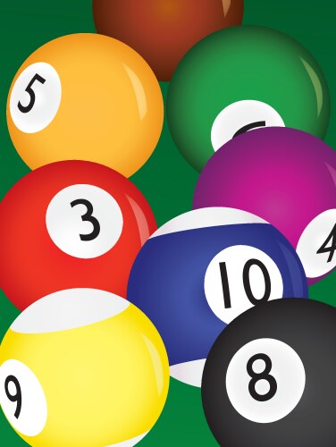 Hand drawn set of billiard balls triangle shaped Vector Image