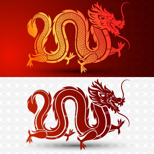 Dragon and phoenix drawing Royalty Free Vector Image