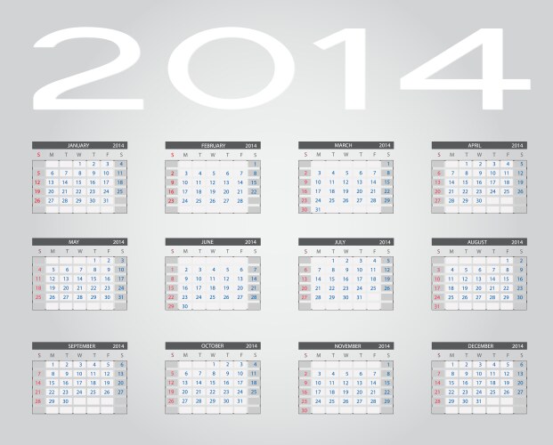 2014 calendar Royalty Free Vector Image - VectorStock