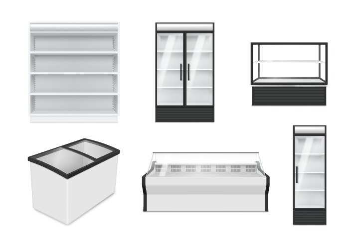 Set of vertical and horizontal fridges showcases Vector Image