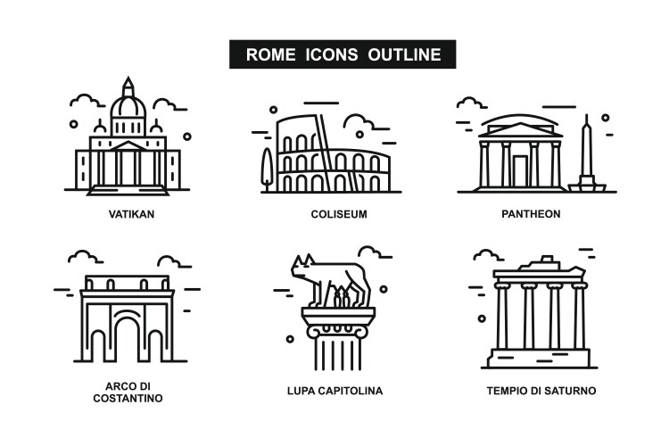 Greek rome icons set Royalty Free Vector Image