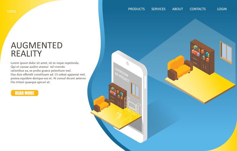 Augmented reality support and elevator minimal Vector Image