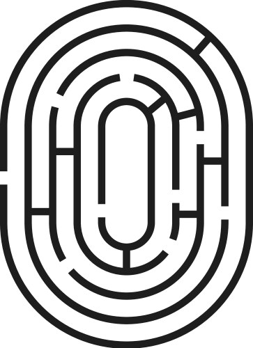 Heart shaped labyrinth black line maze Royalty Free Vector