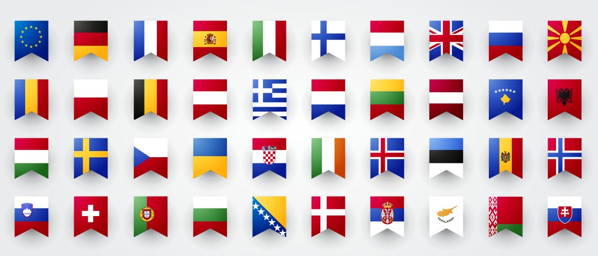 European countries flags texture icons set Vector Image