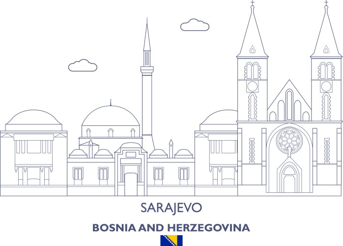 Outline skyline panorama of city sarajevo Vector Image