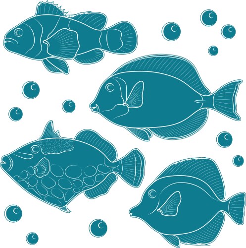 Collection of tropical reef fish Royalty Free Vector Image