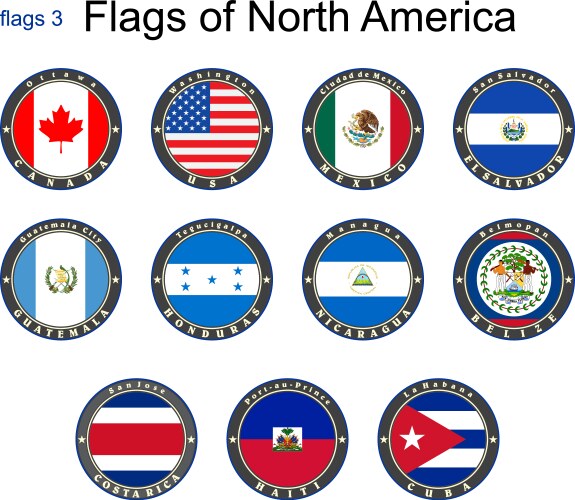 Shields with flags of the countries north Vector Image