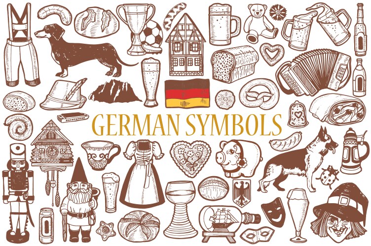 Oktoberfest dirndl and lederhosen in hand drawn Vector Image