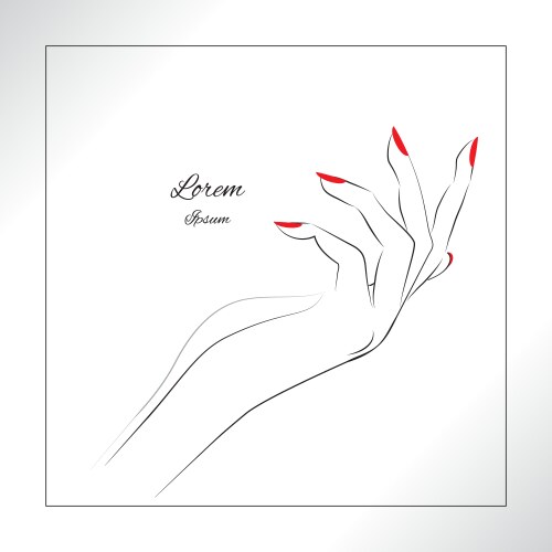 Woman hand with red color stiletto shape nails Vector Image