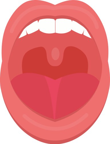 Cartoon large open mouth with tomato Royalty Free Vector