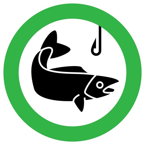 Fishing allowed sign modern round sticker Vector Image