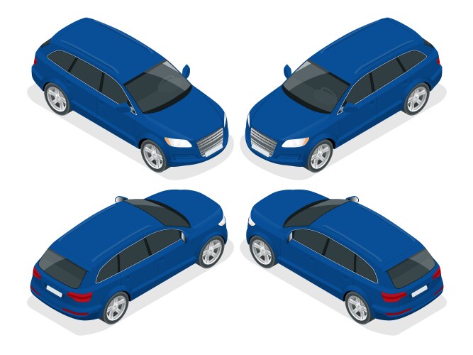 Realistic 3d isolated car collection Royalty Free Vector