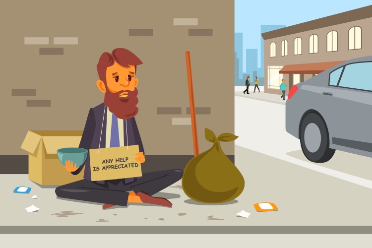 Homeless people cartoon infographics Royalty Free Vector