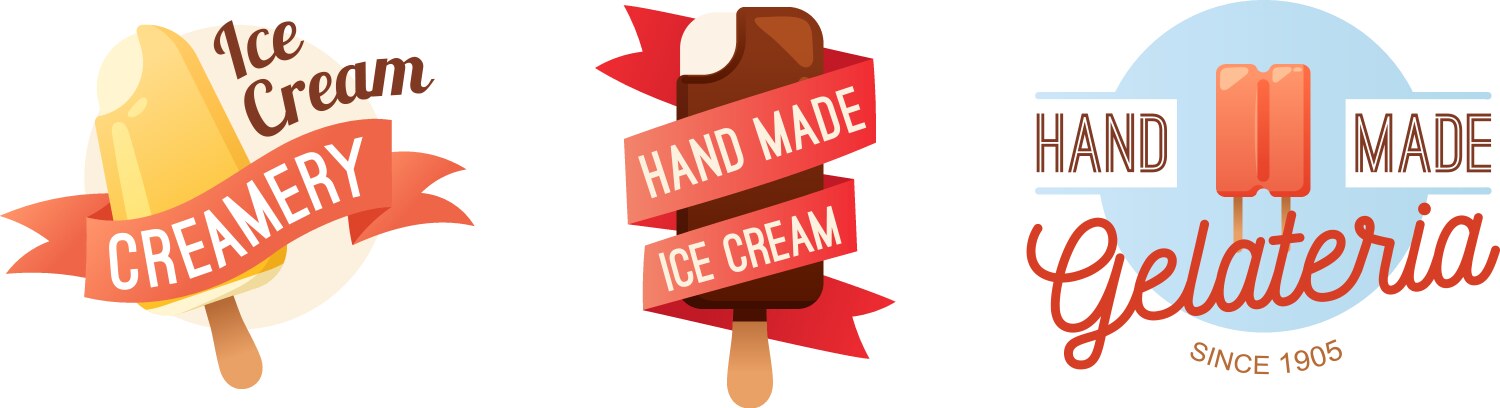 Icecream badge food logo Royalty Free Vector Image