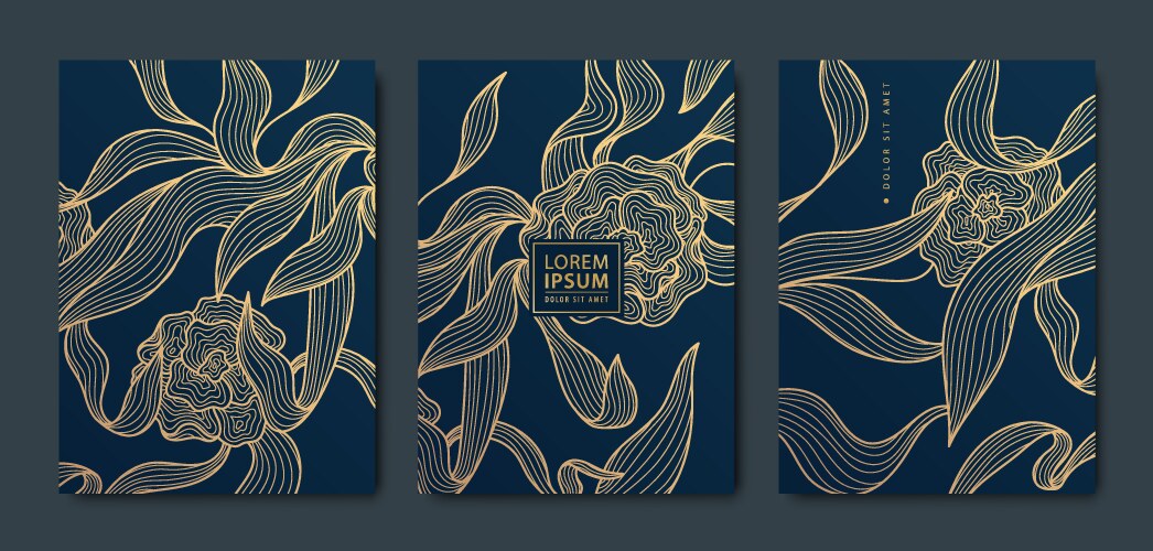 Japanese leaves art algae deco patterns Royalty Free Vector