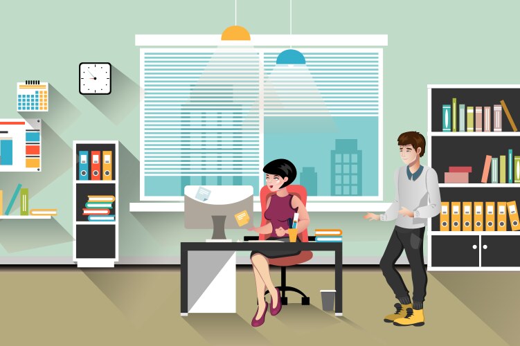 Business people in office cartoon Royalty Free Vector Image