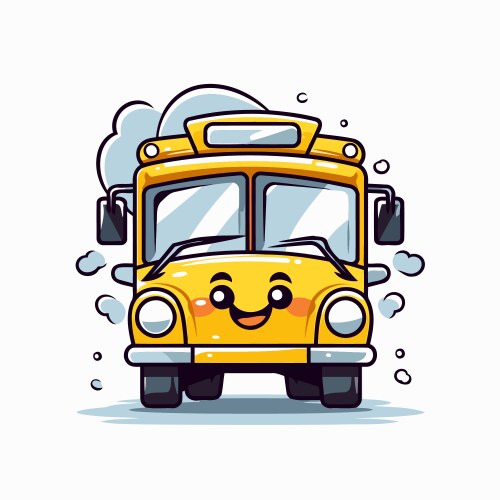 Cute school bus with eyes and mouth cartoon Vector Image