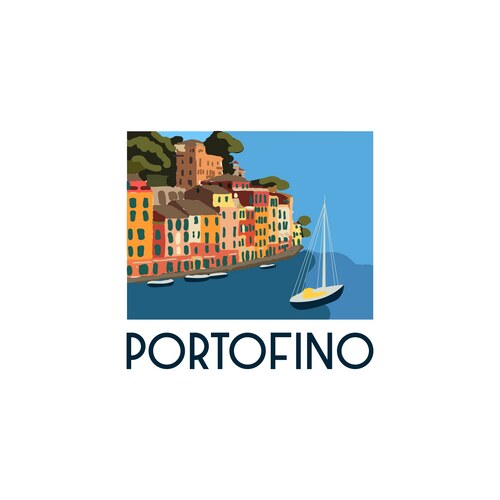 Portofino italy abstract logo design Royalty Free Vector