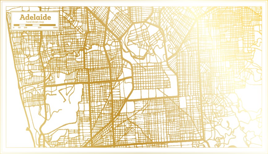 Detailed map of adelaide city linear print Vector Image