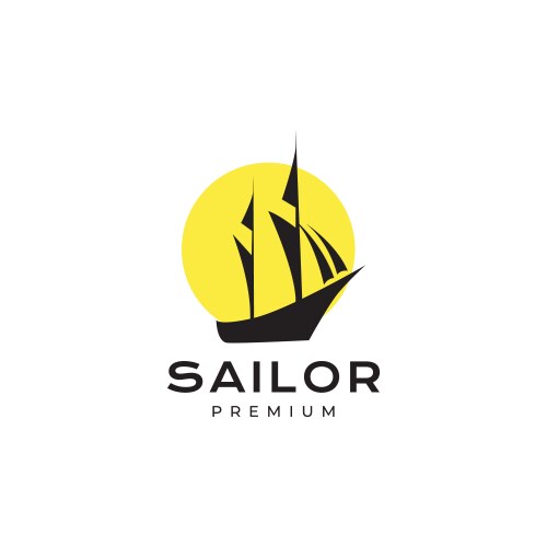 Golden moon sun sail boat ship vessel horizon logo – Royalty-Free ...