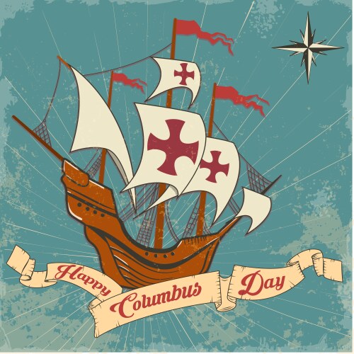 Vintage columbus day label Royalty Free Vector Image