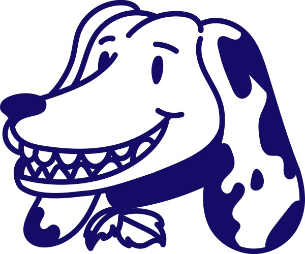 Cute cartoon dog face isolated on white background