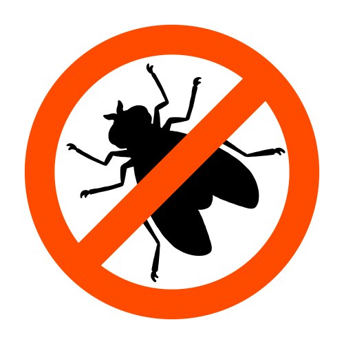 Fly insect prohibition sign black silhouette Vector Image