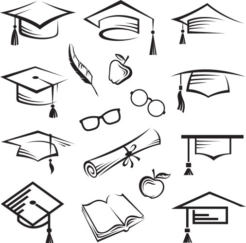 Set certificate template book graduation cap Vector Image