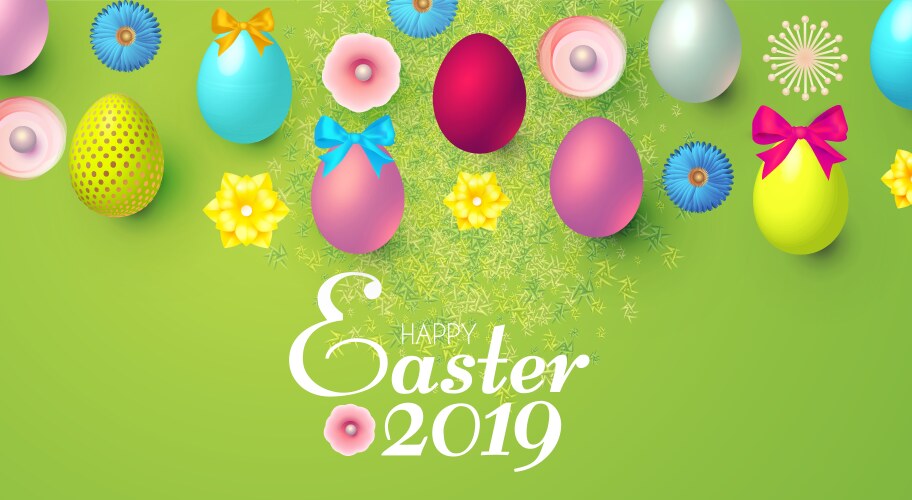 Happy easter design template with realistic Vector Image