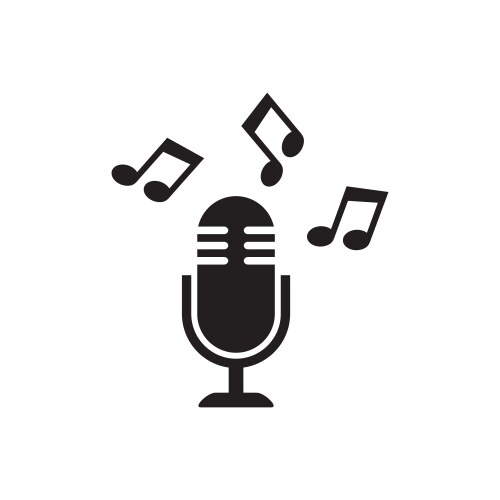 Microphone and notes sketch Royalty Free Vector Image