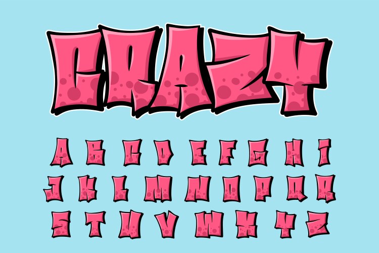 Pop alphabet graffiti text letters Royalty Free Vector Image