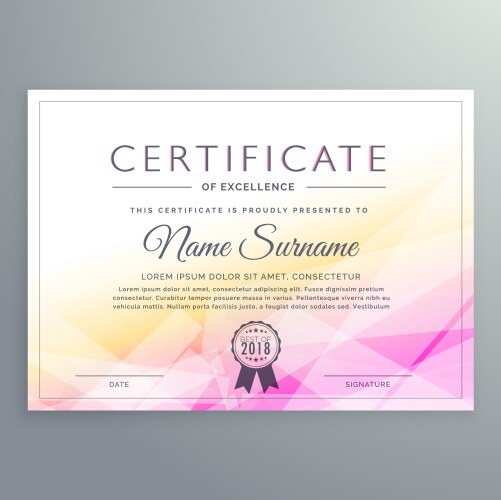 Portrait certificate of excellence template Vector Image