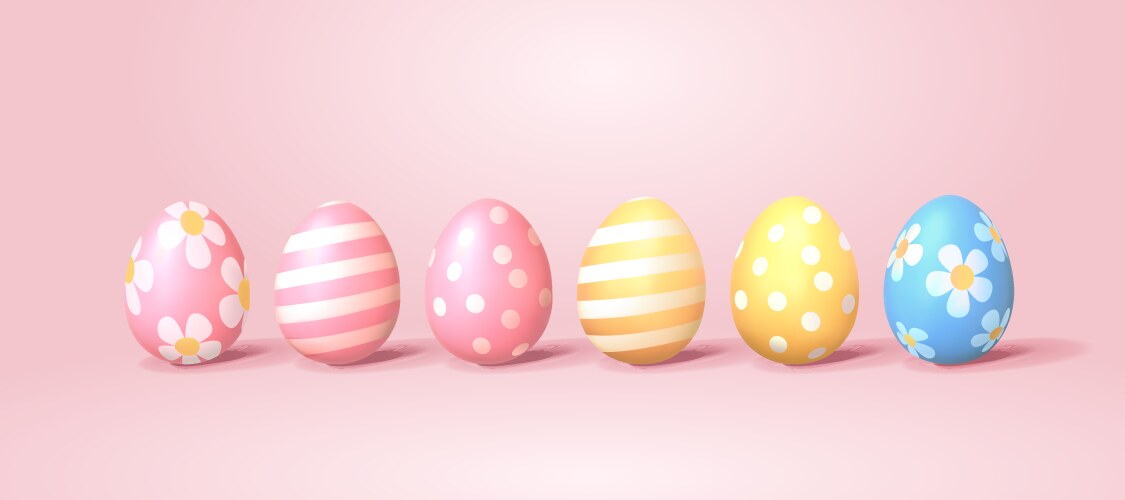 3d spring easter decor elements Royalty Free Vector Image