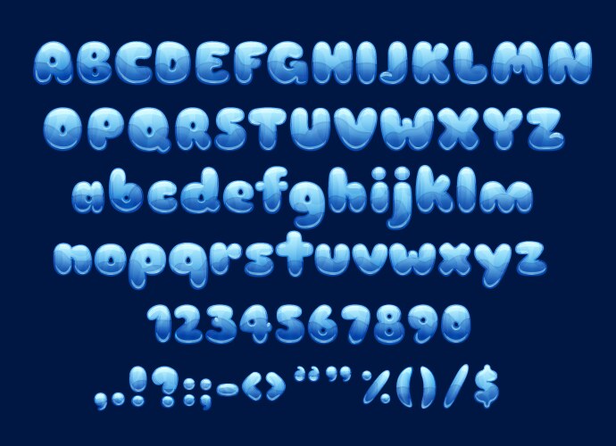 Water font liquid drop letters Royalty Free Vector Image