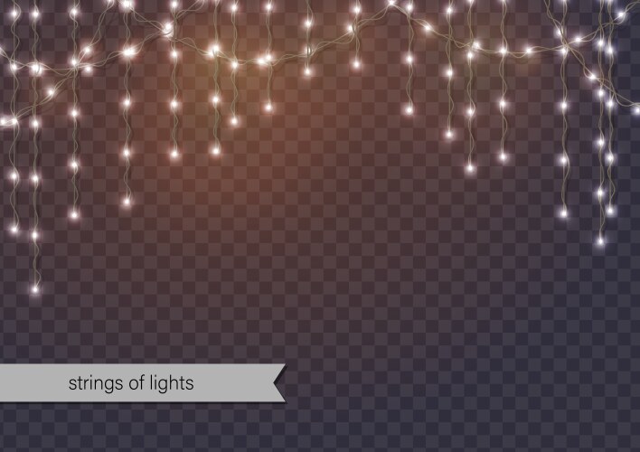 Christmas lights gold glowing string magic Vector Image