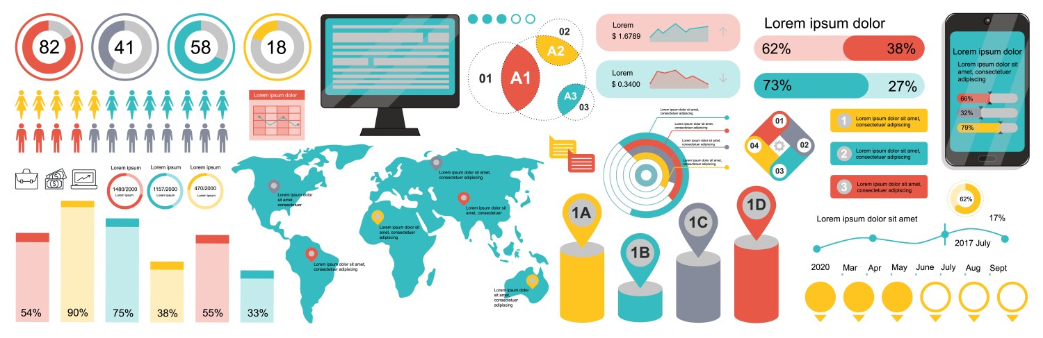 Mega set of infographic elements data Royalty Free Vector