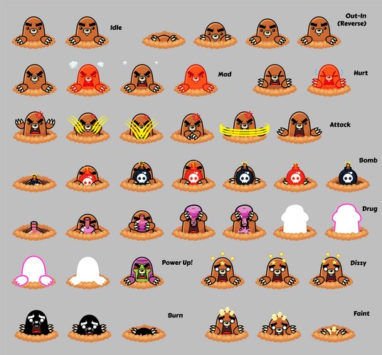 Black ninja game sprites Royalty Free Vector Image