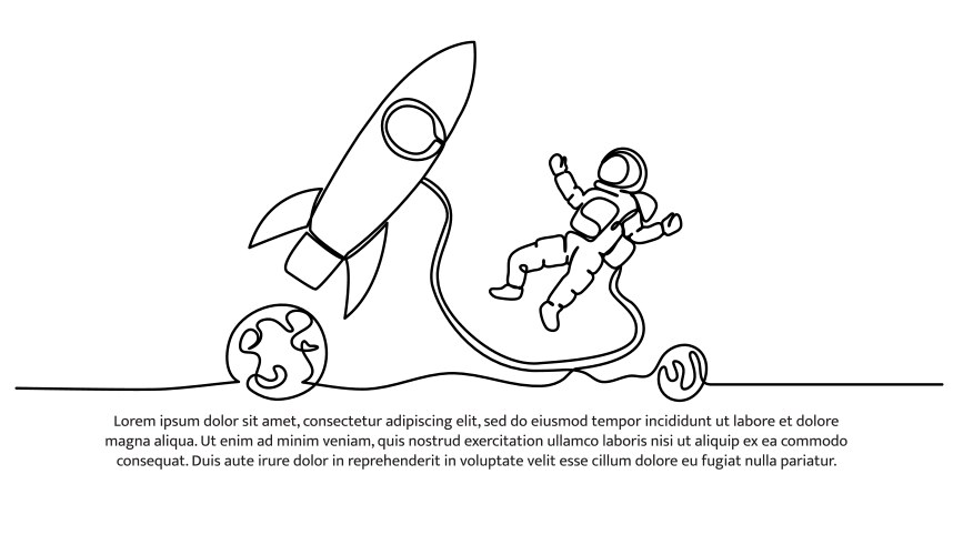 One continuous line of exploration in outer space Vector Image