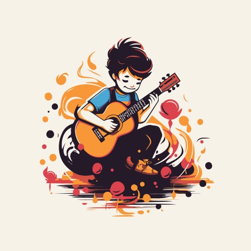 Man playing guitar of a young Royalty Free Vector Image