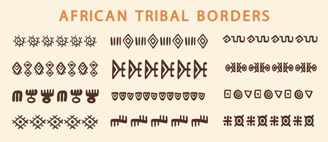 Abstract african tribal borders geometric strokes Vector Image