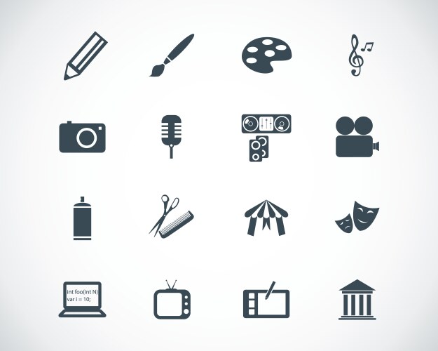 Black art icon set Royalty Free Vector Image - VectorStock
