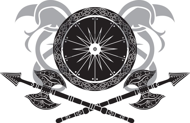 Warship of the vikings - drakkar and sweden flag Vector Image