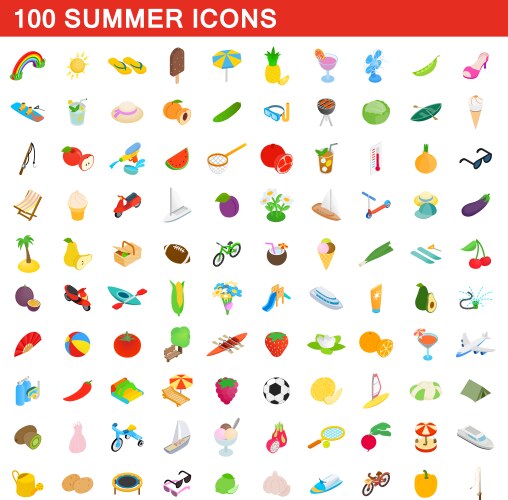 Summer icons set cartoon style Royalty Free Vector Image