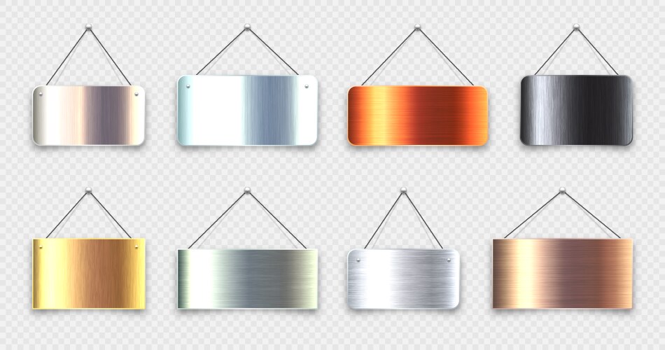 Brushed metal blank hanging signboards vintage Vector Image