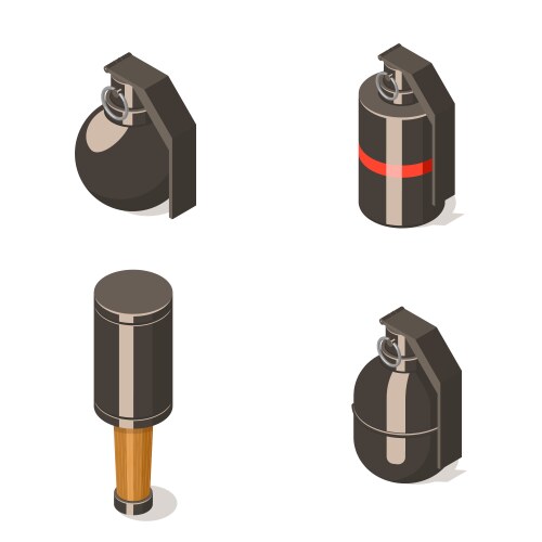 Hand grenade round shape with pin isolated Vector Image